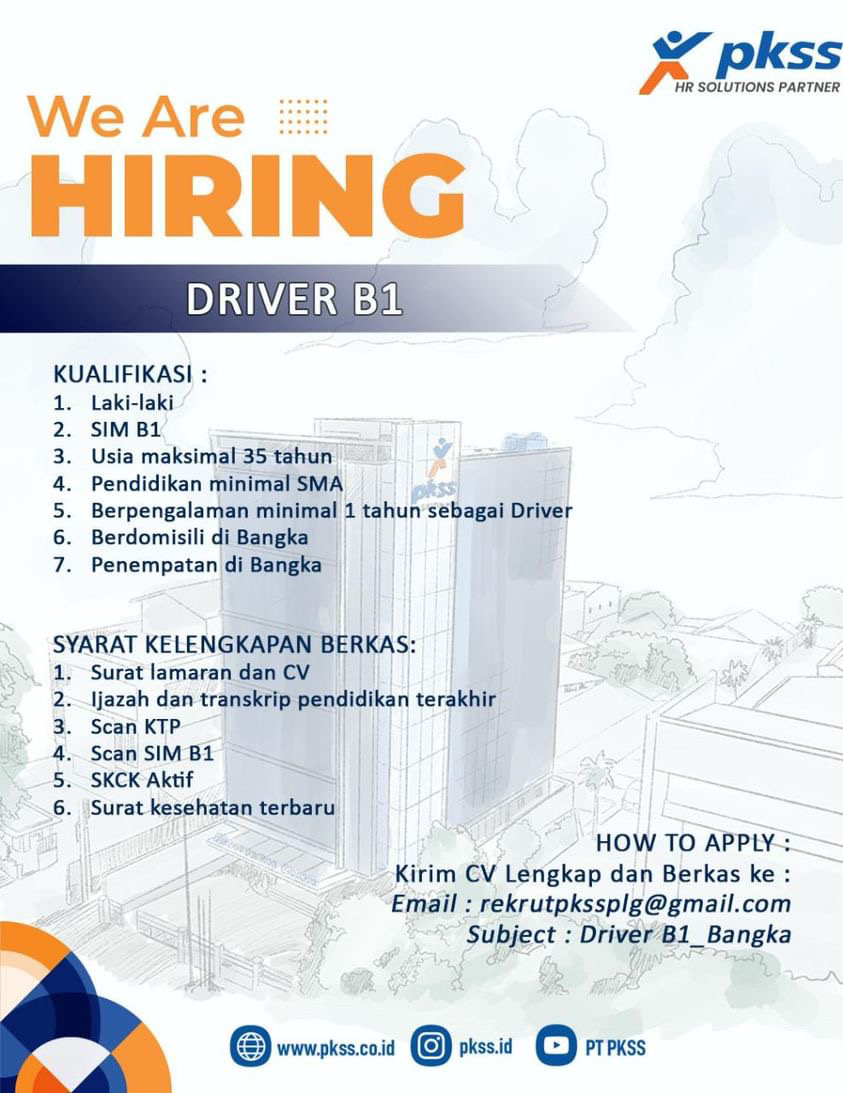 info Loker DRIVER B1-di Bangka
