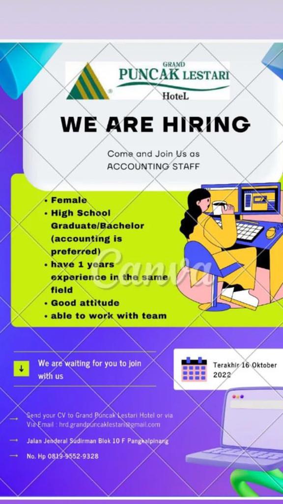 info Loker Human Resources Development/HRD Staff-Grand Puncak Lestari ...