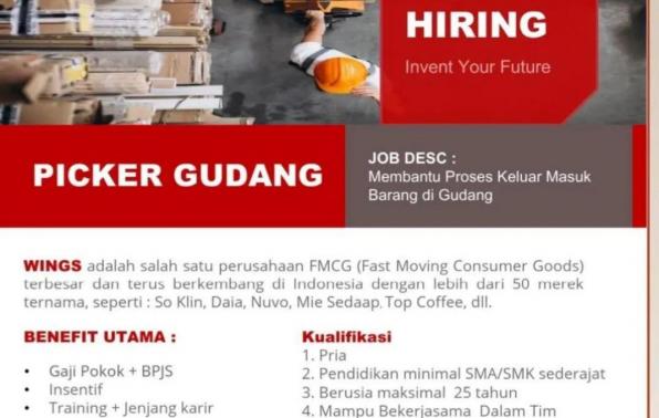info Loker PICKER GUDANG-PT Pangkalpinang DistribusindoRaya/Wings Group